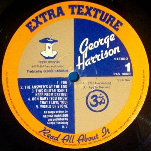 GEORGE HARRISON Extra Texture Vinyl Record LP Apple 1975